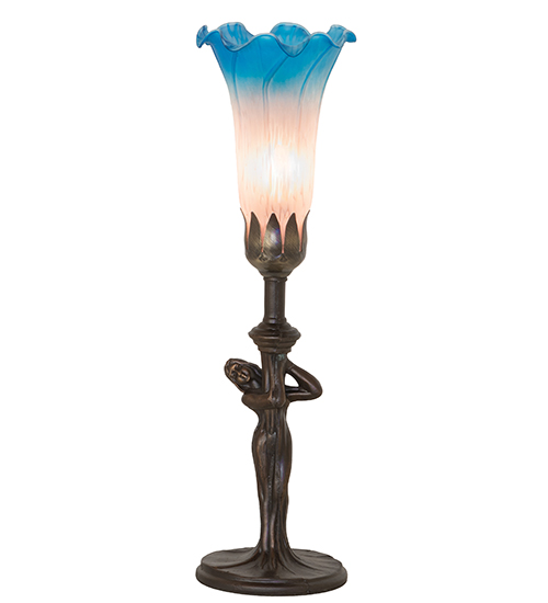 Accent Lamps :: 15" High Pink/Blue Tiffany Pond Lily Nouveau Lady ...